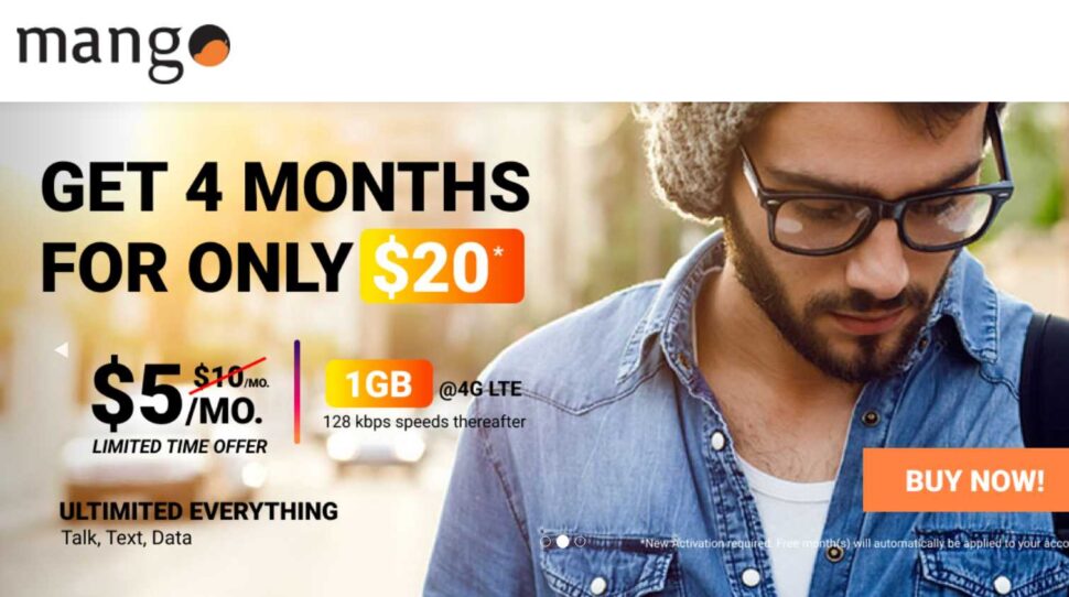 Mango Mobile Is Offering 50% Off For Four Months Get 1GB For $5