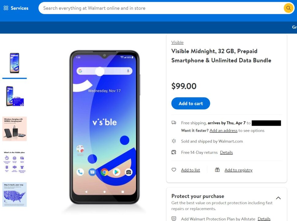 Visible Launches Midnight Phone At Walmart.com, Is Store Launch Pending?