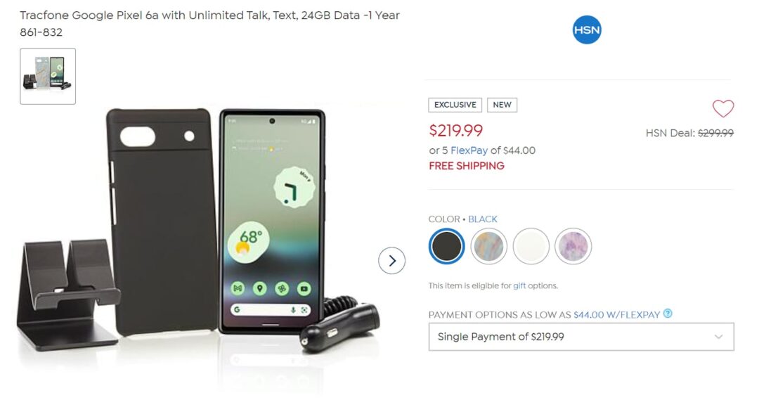 Tracfone HSN Holiday 2023 Deal Is A Google Pixel 6A, 24GB Data 1Yr For ...